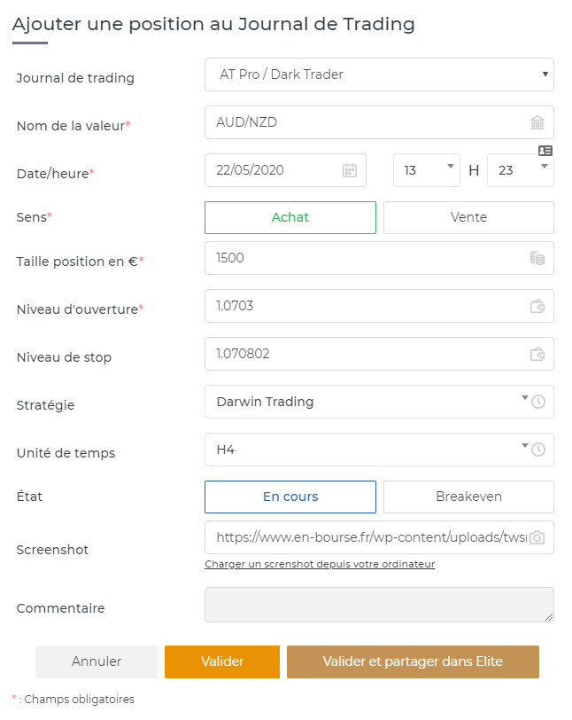 Journal de trading et money management en format excel ou en ligne