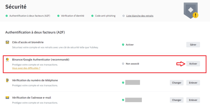 Comment activer l’A2F sur Binance