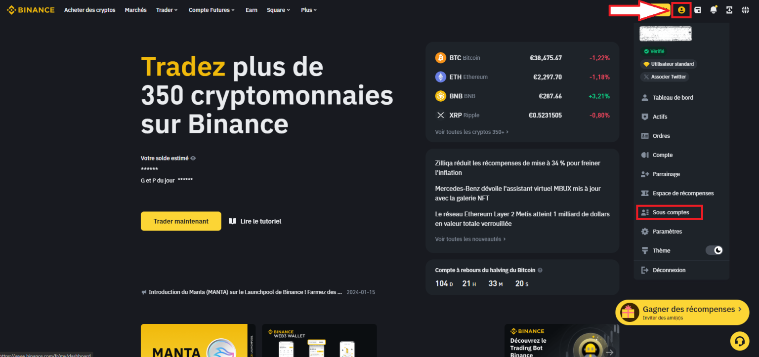 Binance : Comment créer et approvisionner mon sous-compte en USDT